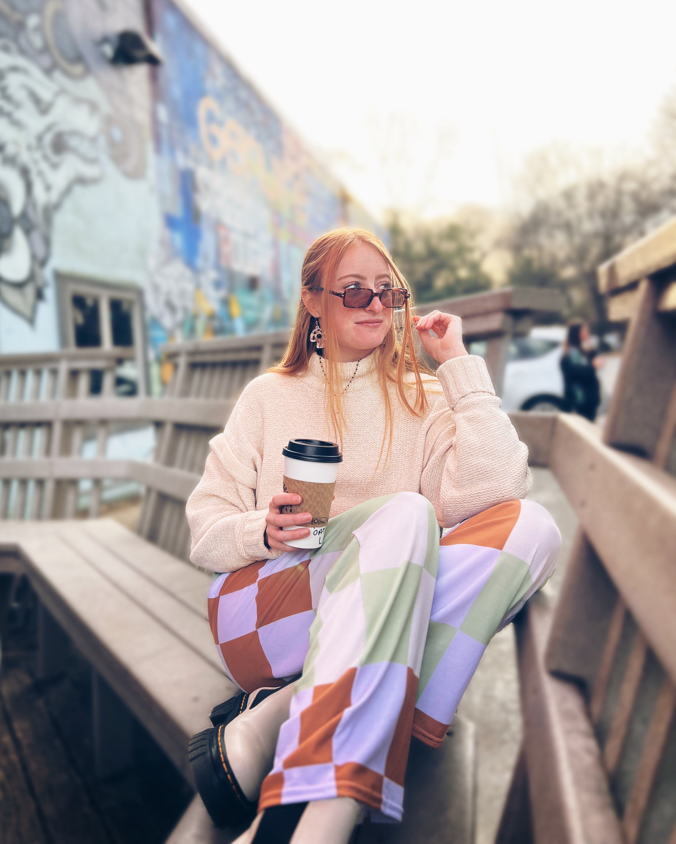 Neutral Checker Unisex Wide-Leg Pants – nomadkandi