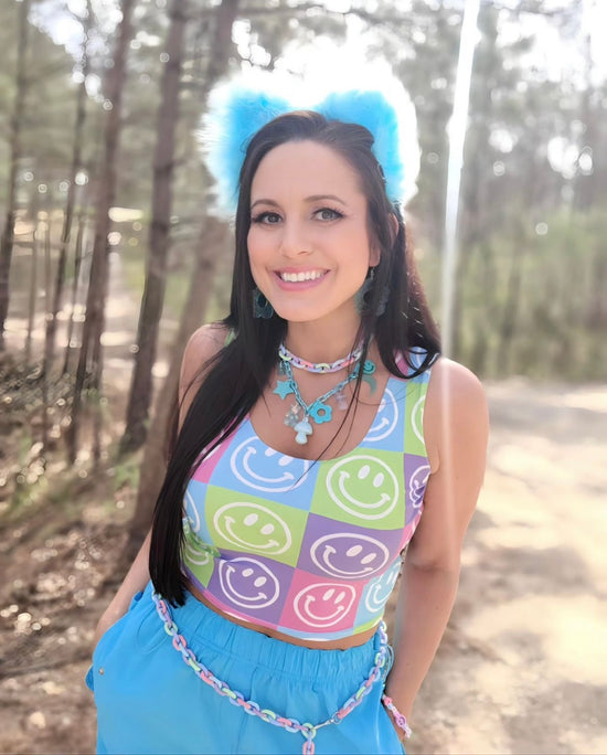 Bright Checker Smile Crop Top – nomadkandi