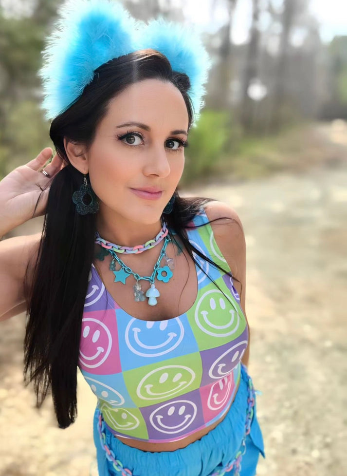 Bright Checker Smile Crop Top – nomadkandi