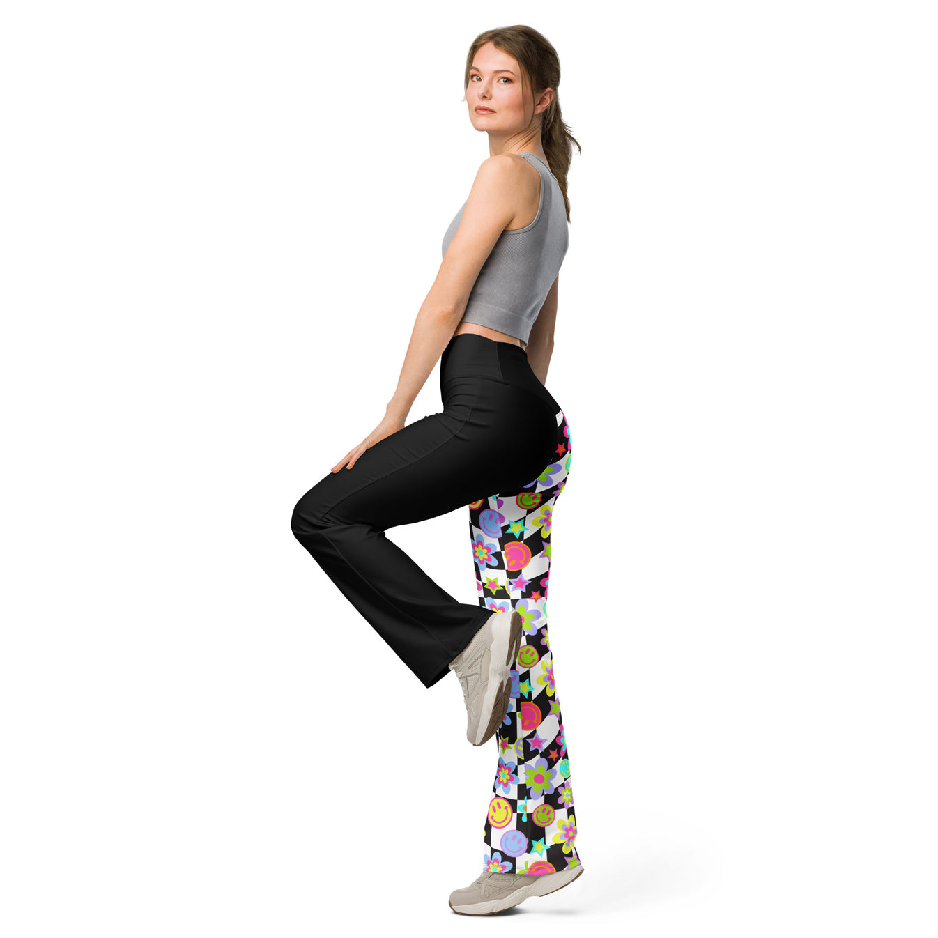 Groovy Checker Split Flare Pants – nomadkandi