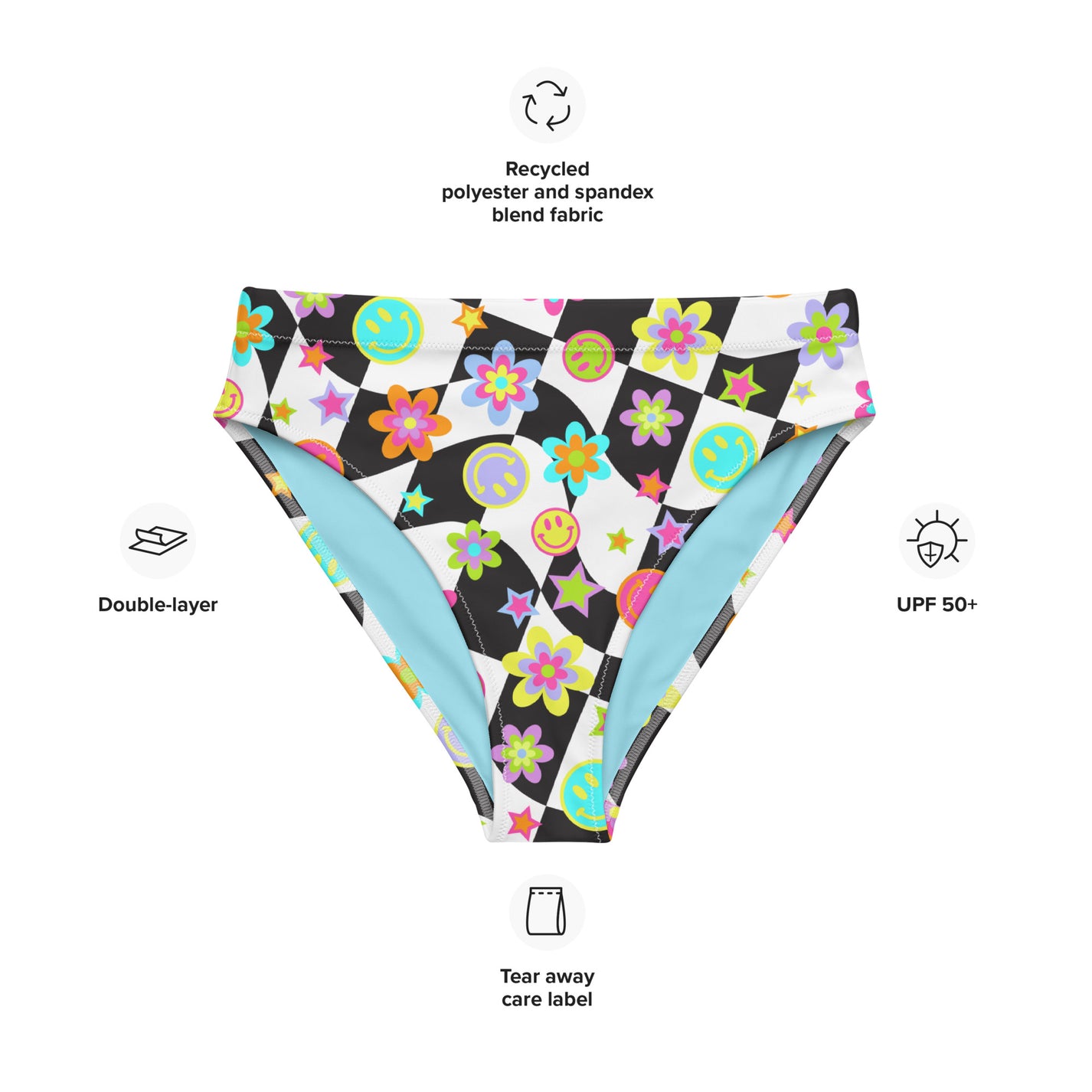 Groovy Checker High-Waisted Bikini Bottom – nomadkandi