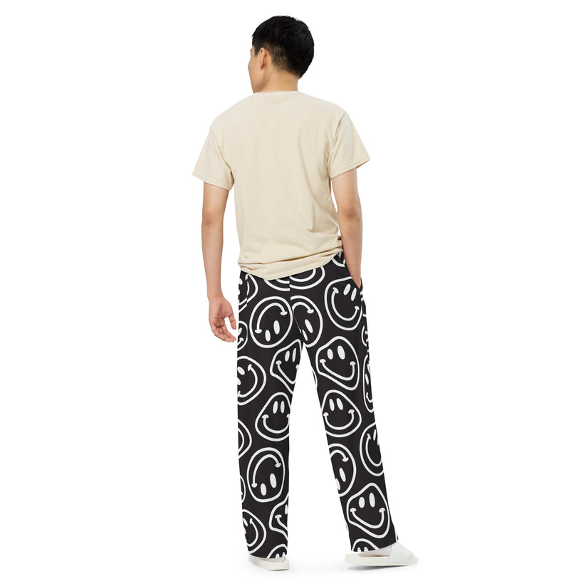 B&W Smiles Unisex Wide-Leg Pants – nomadkandi