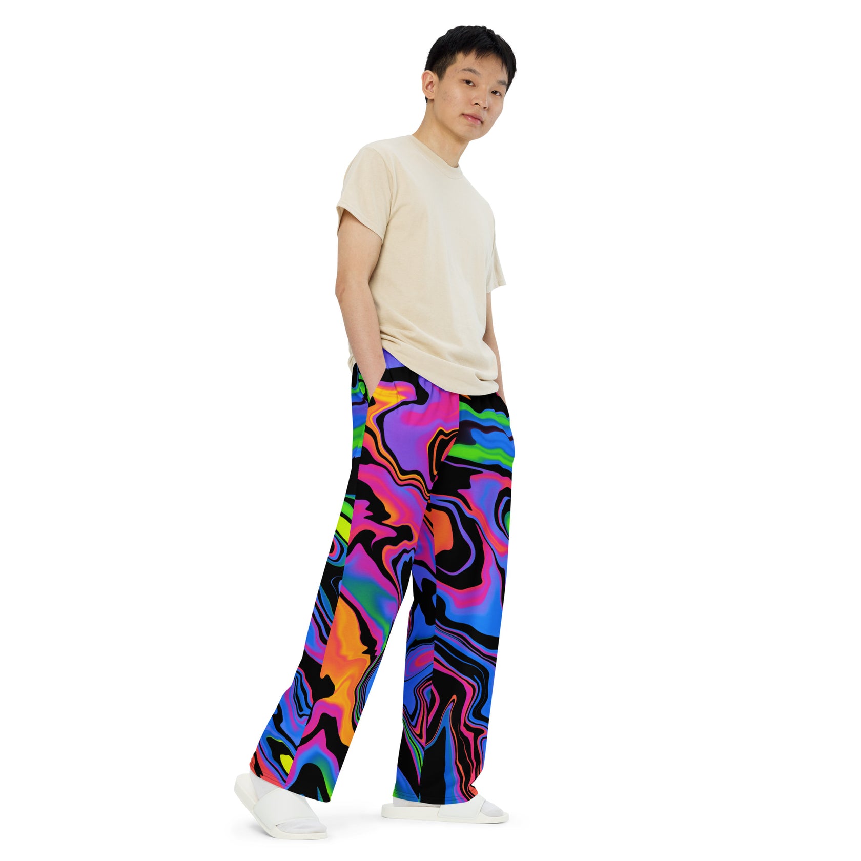 Dark Rainbow Unisex Wide-Leg Pants – nomadkandi